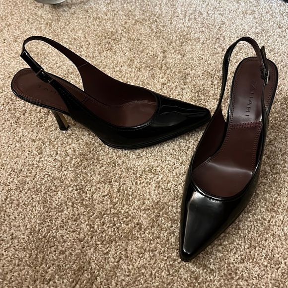 Tahari | Shoes | Black Patent Leather Sling Back Pointy Toe | Poshmark